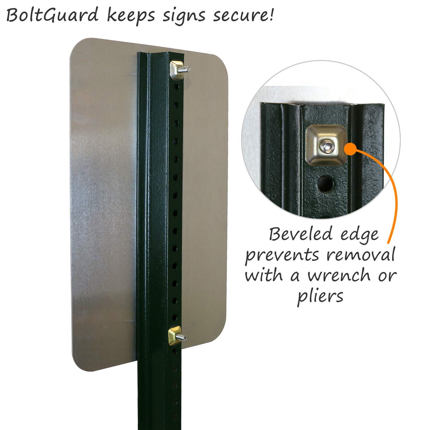 SmartSign - K-KIT-BG BoltGuard Anti-Theft Post Attachment Kit – 2 Bolts, 3 Tamperproof Nuts | 2.5" x 0.3125" Bolt