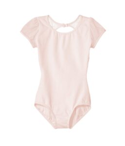 capezio puff sleeve keyhole back leotard - girls, pink, intermediate