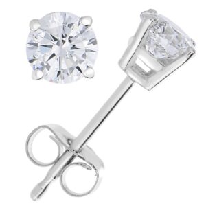 vir jewels 1/4 cttw diamond stud earrings 14k white gold push backs round 4 prong basket