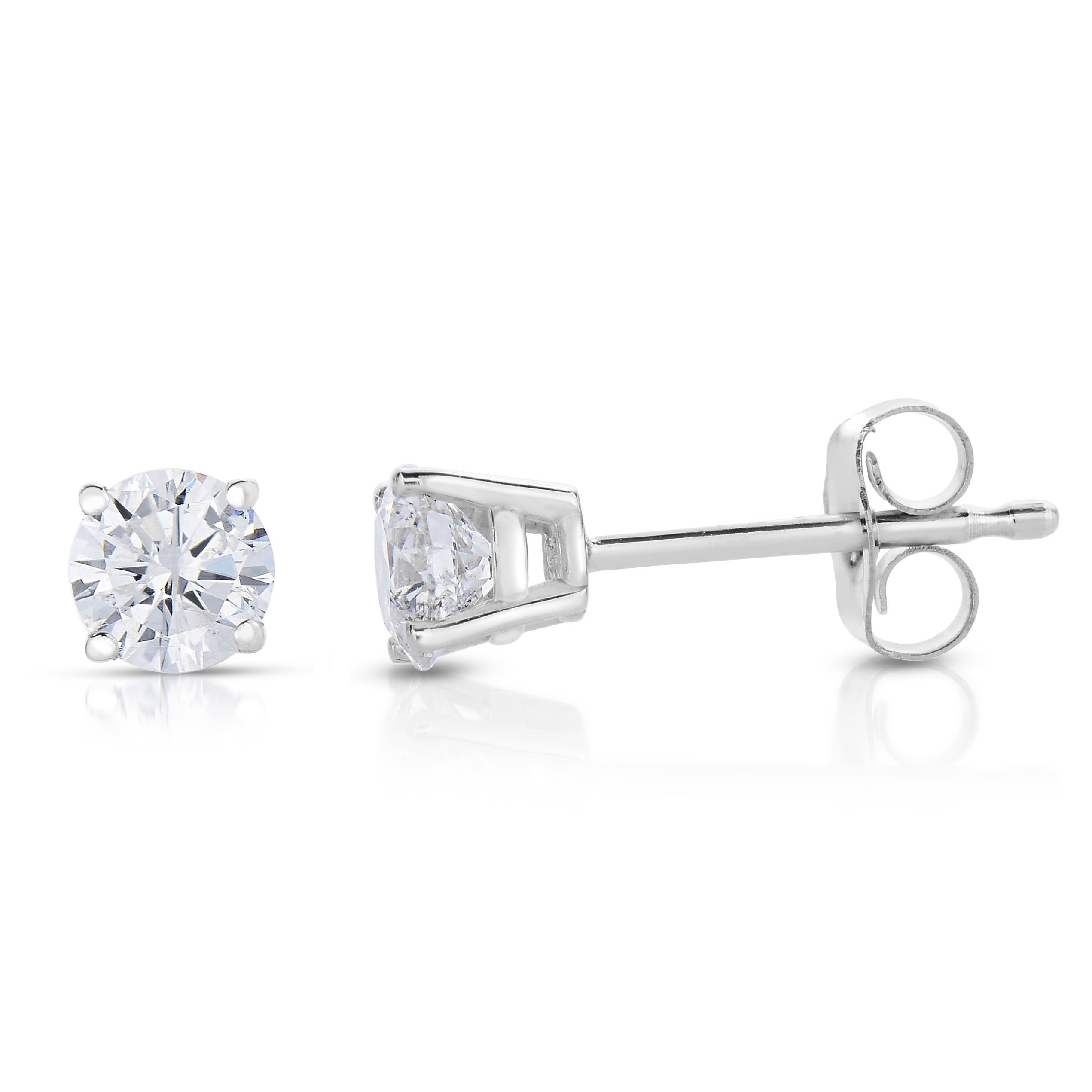 Vir Jewels 1/4 cttw Diamond Stud Earrings 14K White Gold Push Backs Round 4 Prong Basket