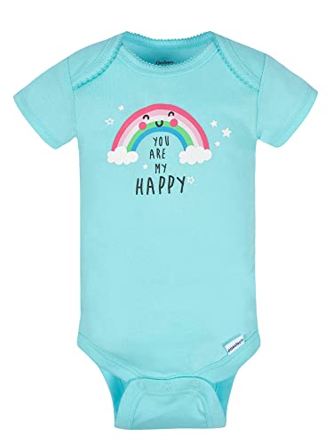 Gerber Baby Girl's 8-Pack Short Sleeve Onesies Bodysuits, Clouds, 12 Months