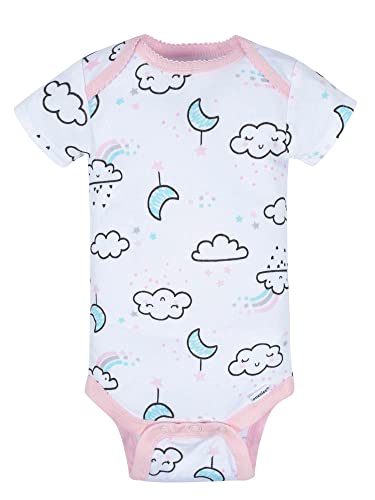 Gerber Baby Girl's 8-Pack Short Sleeve Onesies Bodysuits, Clouds, 12 Months