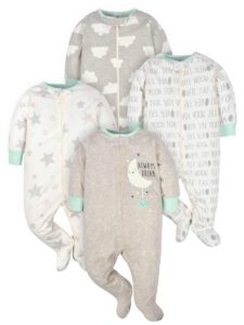 gerber unisex baby 4 pack sleep 'n play footie elephants 0-3 months