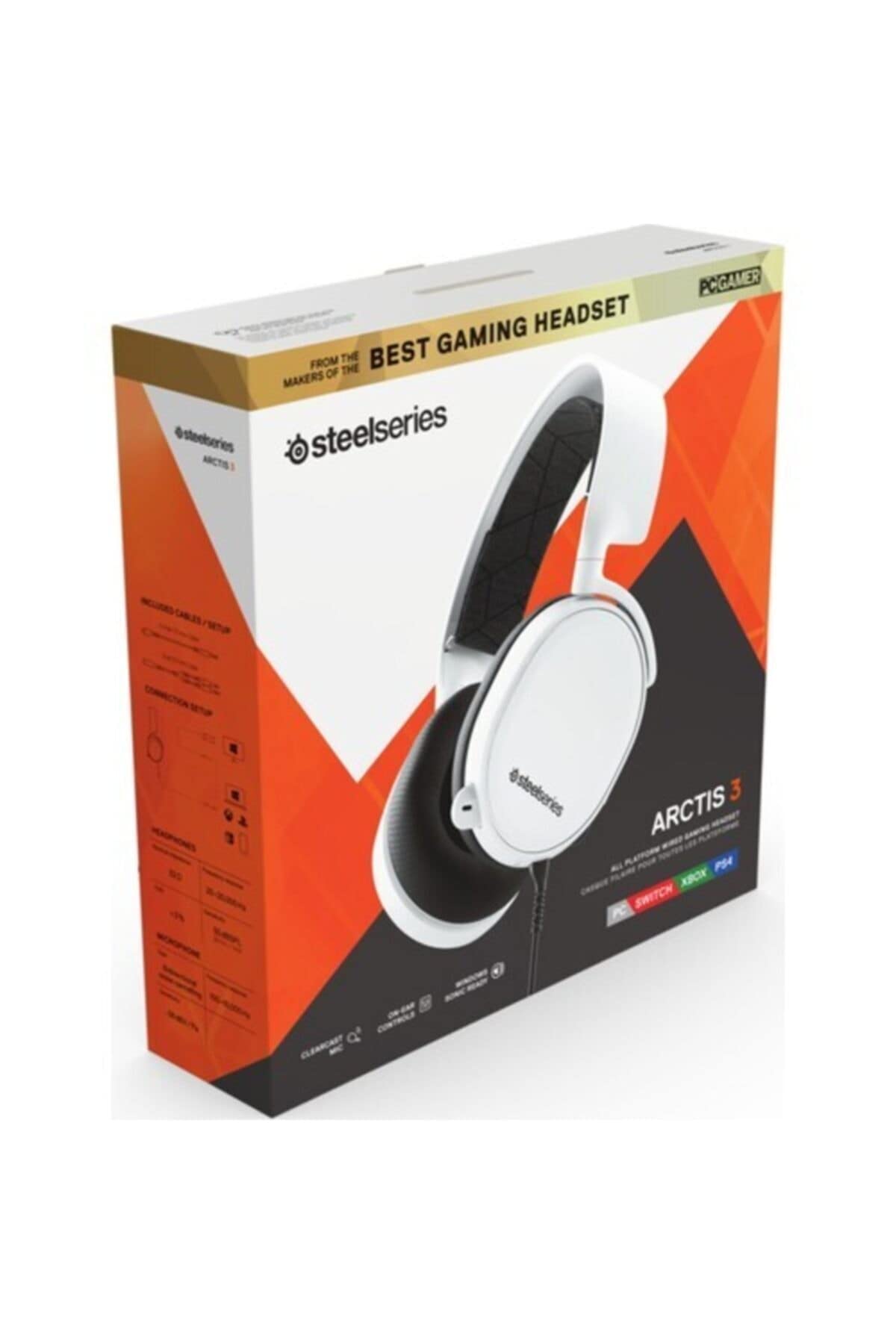 SteelSeries Arctis 3 - All-Platform Gaming Headset for PC - PlayStation 5 and PS4, Xbox One, Nintendo Switch, VR, Android and iOS - White