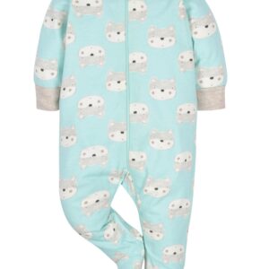 Gerber Baby Boys' 4 Pack Sleep 'N Play Footie, Aqua Fox, Preemie