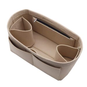 lexsion felt purse organizer insert bag in bag with two removeable holder 8020 beige m