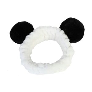 teensery 2 pcs women's panda headband lovely soft elastic makeup hair band beauty tool for shower, face washing, facial mask, spa, party and more