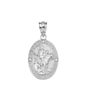 claddagh gold 925 sterling silver st. martin of tours cz religious oval medal pendant (1")