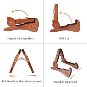 Wooden Guitar Stand Instrument Stand Portable Collapsible Guitar Holder for Acoustic Classical Guitar(Mahogany)