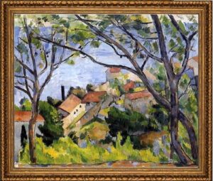 paul cezanne l-estaque- view through the trees - 20.05" x 25.05" framed premium canvas print