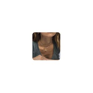 aisansty layered coin tube pendant choker necklaces for women dainty gold plated layering chain necklace set