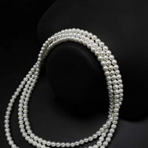 Aisansty,Long Pearl Necklace for Women Layered Cream White Faux Pearl Beads Strand Necklace Costume Jewelry,Diameter Pearl 8MM,69"