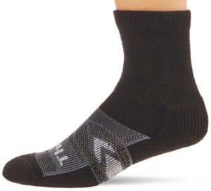 thorlos unisex adult's 12 hour shift thick padded crew work socks, black/grey large