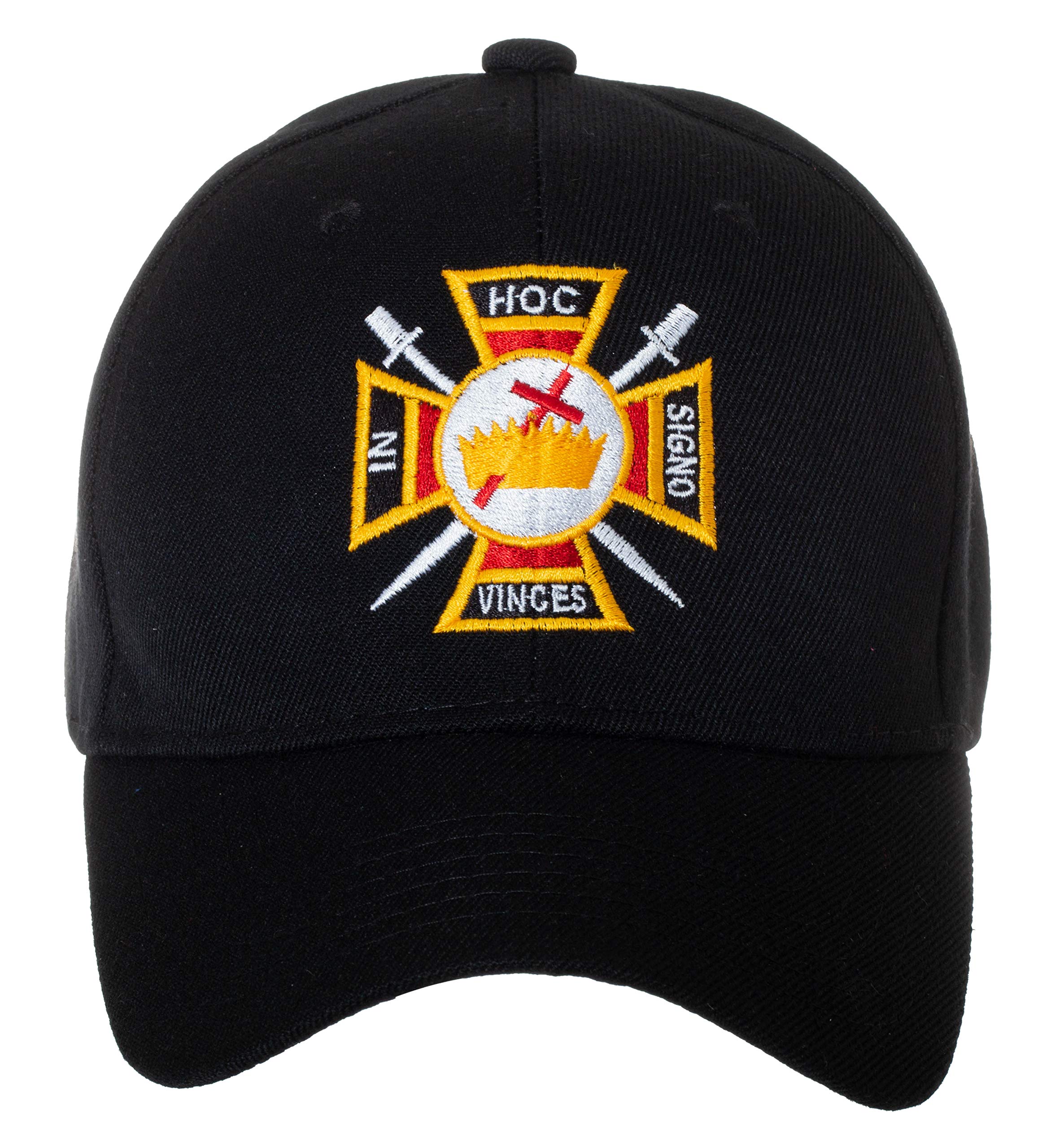 in Hoc Signo Vinces Knights Templar Masonic Embroidered Black Adjustable Baseball Cap (Solid)