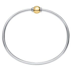 lighthouse creations the traditional sterling silver & 14k yellow gold clad single ball threaded bracelet from cape cod, 7.5"