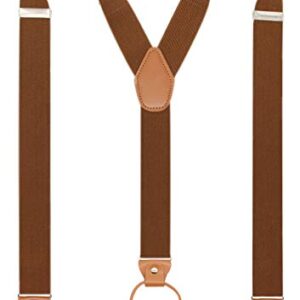 Timiot Men’s Y-Back 4 Metal Clip Elastic Wide Suspenders Perfect For Both Casual&Formal (Coffe)