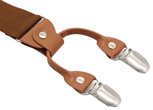 Timiot Men’s Y-Back 4 Metal Clip Elastic Wide Suspenders Perfect For Both Casual&Formal (Coffe)