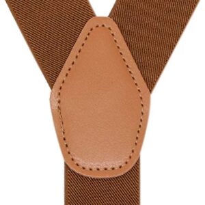 Timiot Men’s Y-Back 4 Metal Clip Elastic Wide Suspenders Perfect For Both Casual&Formal (Coffe)