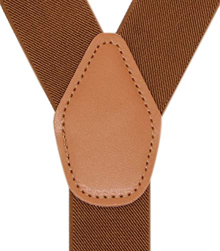 Timiot Men’s Y-Back 4 Metal Clip Elastic Wide Suspenders Perfect For Both Casual&Formal (Coffe)