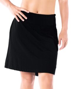 yogipace women's sun protection 17" long running skirt athletic golf skort with tennis ball pockets built in shorts black size l