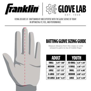 Franklin Sports MLB - Shok Sorb Adult + Youth - White - Padded Men's Batting Gloves for Baseball + Softball - Adult Medium