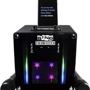 SingCube Rechargeable Bluetooth Karaoke Machine Lights and Two Microphone, 5W (SINGCUBE01)