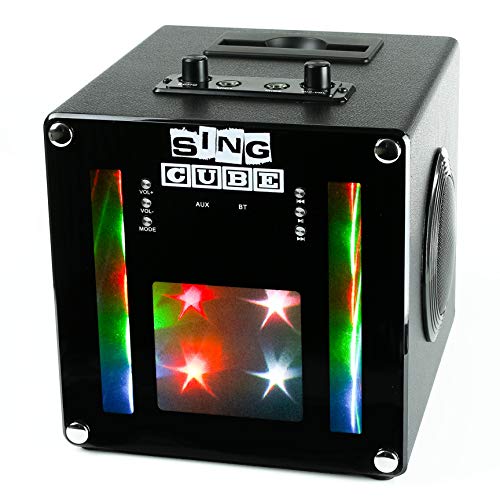 SingCube Rechargeable Bluetooth Karaoke Machine Lights and Two Microphone, 5W (SINGCUBE01)