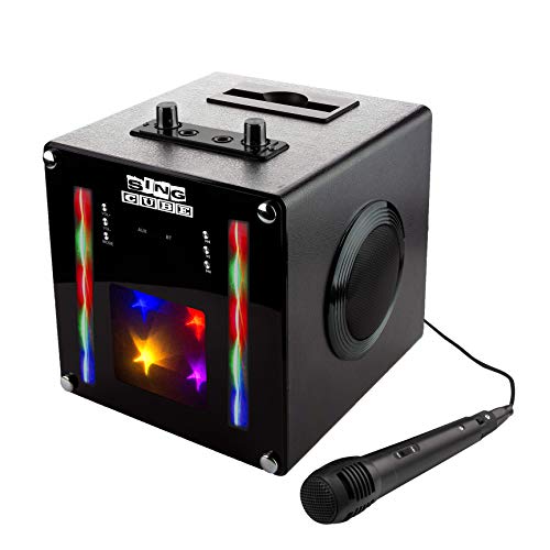 SingCube Rechargeable Bluetooth Karaoke Machine Lights and Two Microphone, 5W (SINGCUBE01)