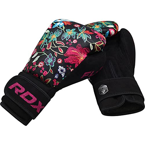 RDX Women Boxing Gloves for Training Muay Thai Flora Skin Ladies Mitts for Sparring, Fighting Kickboxing Good for Punch Bag, Focus Pads and Double End Ball Punching