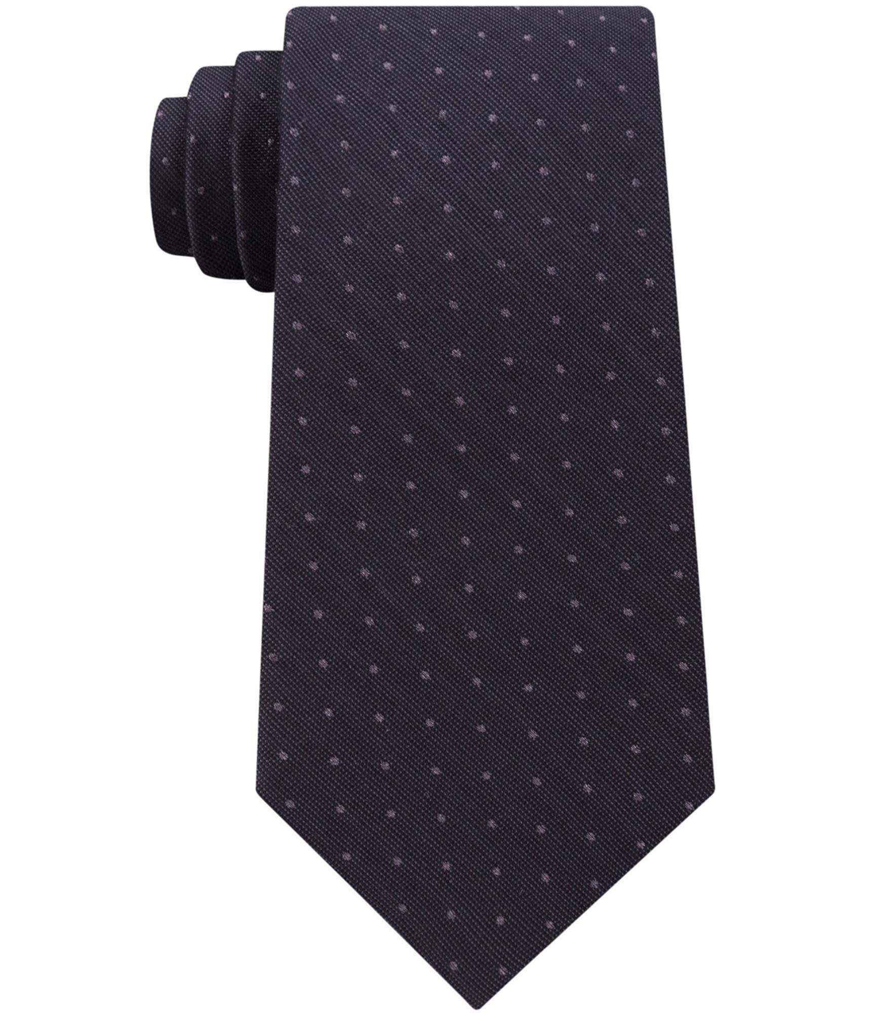 Calvin Klein Mens Dot Self-tied Necktie, Black, One Size