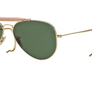 Ray-Ban rb3030 outdoorsman l0216 58m arista/green crystal Round Sunglasses for men for women + Bundle with designer iwear eyewear kit