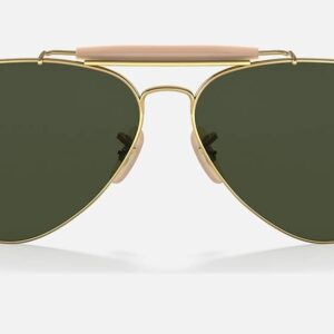 Ray-Ban rb3030 outdoorsman l0216 58m arista/green crystal Round Sunglasses for men for women + Bundle with designer iwear eyewear kit