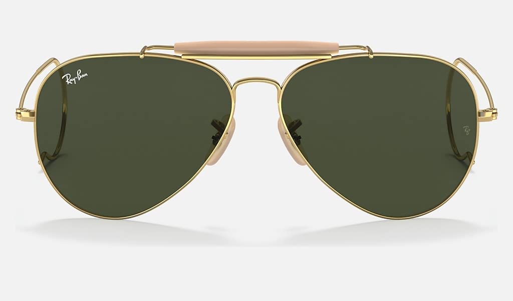 Ray-Ban rb3030 outdoorsman l0216 58m arista/green crystal Round Sunglasses for men for women + Bundle with designer iwear eyewear kit