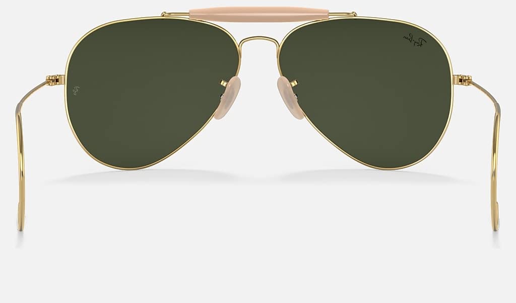 Ray-Ban rb3030 outdoorsman l0216 58m arista/green crystal Round Sunglasses for men for women + Bundle with designer iwear eyewear kit