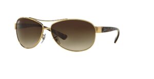 ray-ban rb3386 001/13 67m arista/brown gradient round sunglasses for men for women + bundle with designer iwear eyewear kit