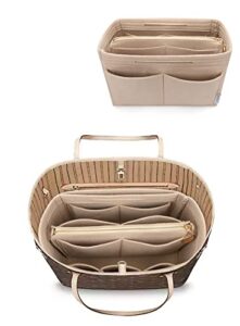 lexsion felt purse bag organizer insert with zipper bag tote shaper fit speedy neverful pm mm 8021 beige l