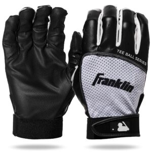 franklin sports youth teeball batting gloves - youth flex - kids batting gloves for teeball, baseball, softball - black/white - small (21205f1)