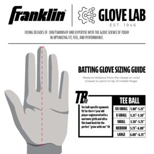 Franklin Sports Youth Teeball Batting Gloves - Youth Flex - Kids Batting Gloves for Teeball, Baseball, Softball - Black/White - Small (21205F1)