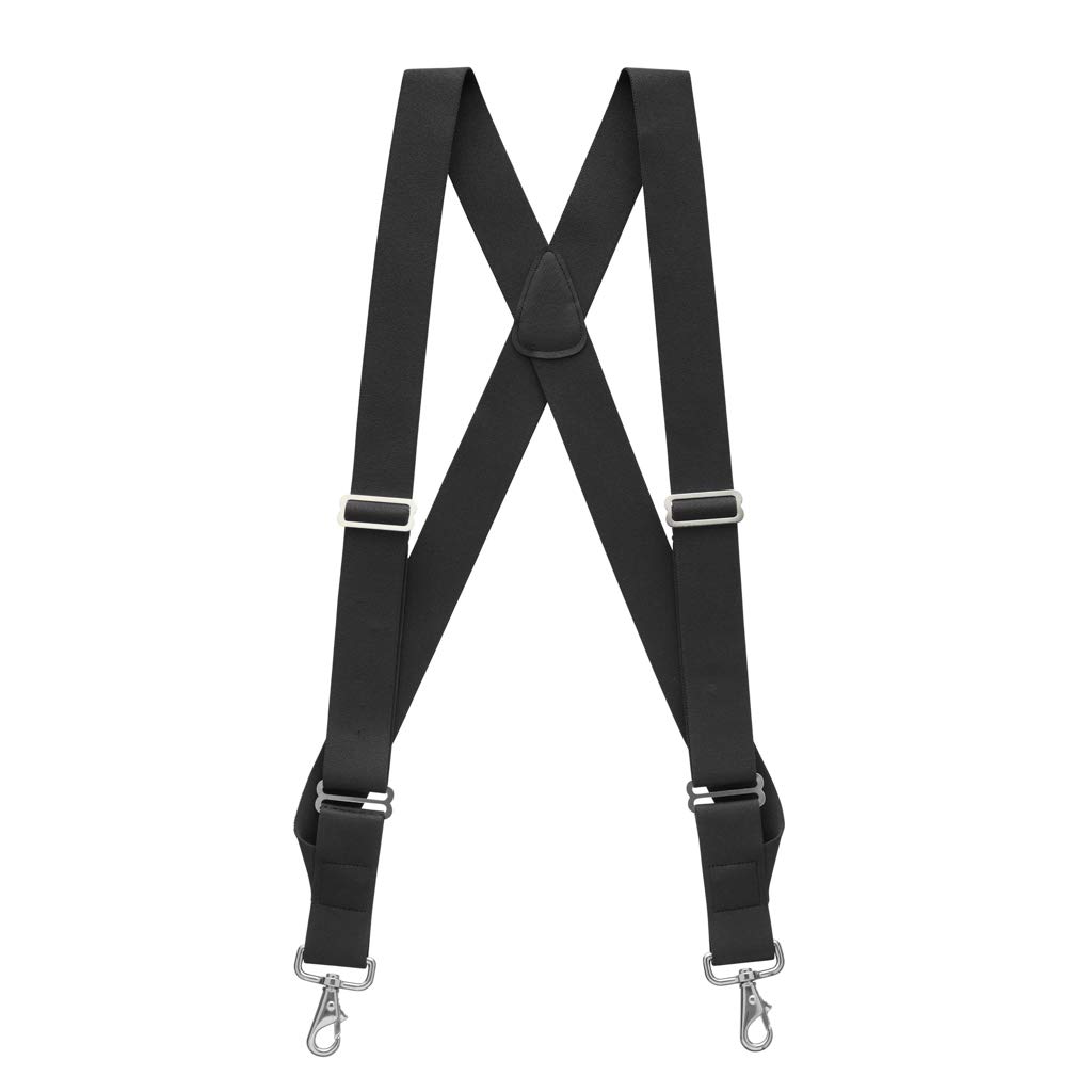 Suspender Store Side-Clip Trucker Suspenders - 1.5-Inch Wide Elastic - Trigger Snap - 42" for 5'0" to 5'9" tall - Black