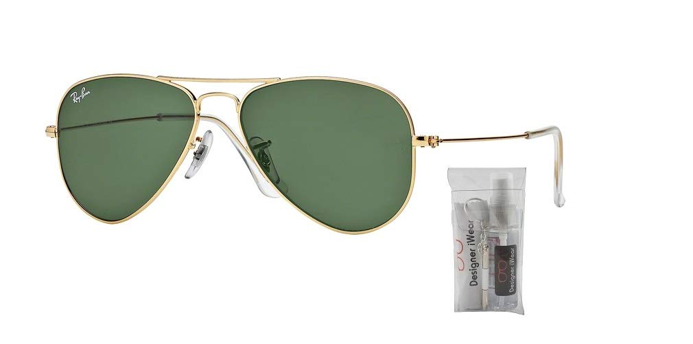 Ray-Ban RB3044 AVIATOR SMALL METAL L0207 52M Gold/G-15 Green Crystal Sunglasses+ BUNDLE with Designer iWear Eyewear Kit