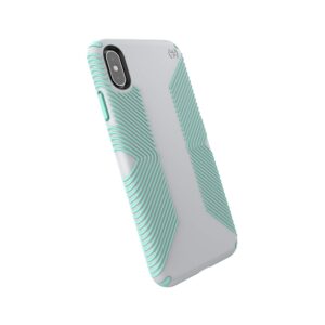 speck products presidio grip iphone xs max case, dolphin grey/aloe green