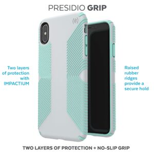 Speck Products Presidio Grip iPhone Xs Max Case, Dolphin Grey/Aloe Green