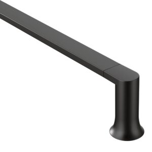 moen genta lx matte black modern 24-inch single kitchen or bathroom towel bar, wall mounted towel bar, bh3824bl