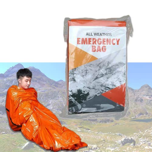 Emergency Sleeping Bag Bivy Sack Lightweight Thermal Waterproof Wear Resistant and Highly Reflective, All Weather Energency Bag for Camping Hiking Outdoor Survive