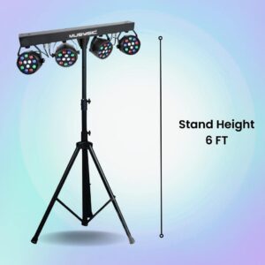 MUSYSIC LED RGB Dj Light with Stand, 4 Par Powerhouse GigBar for Parties, Concerts, and Light Shows, Lighting Package w/Stage Light Stand - MU-L31A