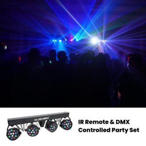 MUSYSIC LED RGB Dj Light with Stand, 4 Par Powerhouse GigBar for Parties, Concerts, and Light Shows, Lighting Package w/Stage Light Stand - MU-L31A