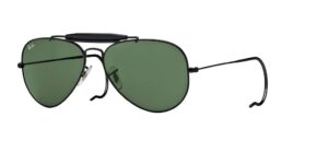 ray-ban rb3030 outdoorsman l9500 58mm black/g-15 green crystal pilot sunglasses for men for women + bundle with designer iwear eyewear kit