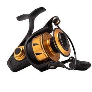 penn spinfisher vi spinning inshore fishing reel, ht-100 front drag, max of 20lb | 9.0kg, made with an all-metal reel body and spool design, 4500, black gold