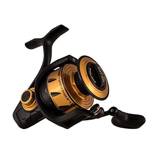 PENN Spinfisher VI Spinning Inshore Fishing Reel, HT-100 Front Drag, Max of 20lb | 9.0kg, Made with an All-Metal Reel Body and Spool Design, 4500, Black Gold