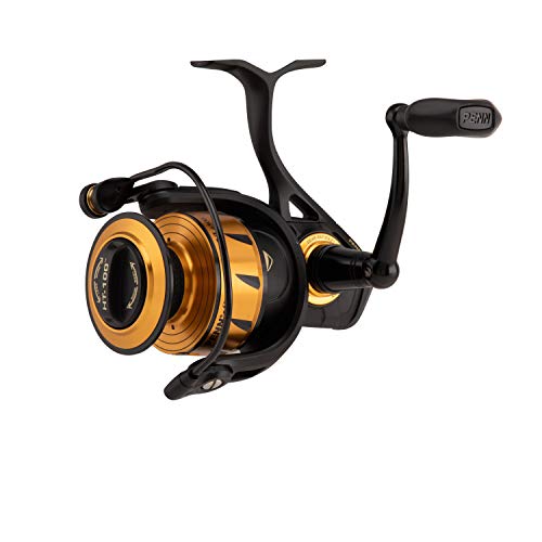 PENN Spinfisher VI Spinning Inshore Fishing Reel, HT-100 Front Drag, Max of 20lb | 9.0kg, Made with an All-Metal Reel Body and Spool Design, 4500, Black Gold